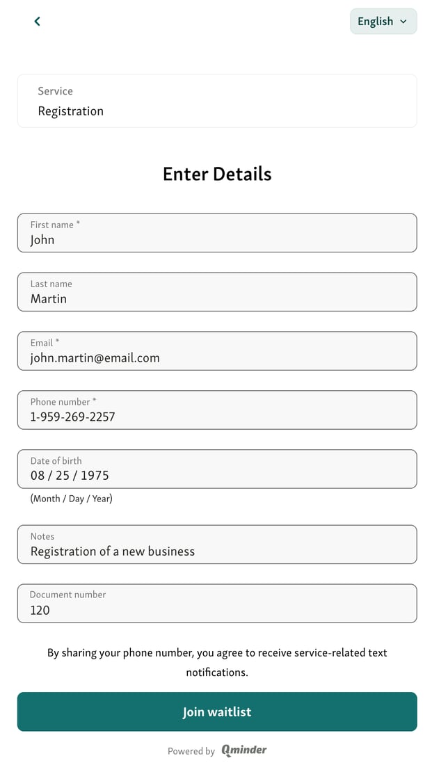 Virtual queuing with remote sign-in